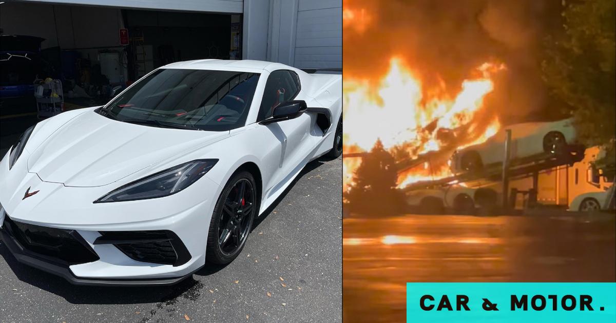 Στις φλόγες ένα φορτίο από ολοκαίνουριες Chevrolet Corvette ...